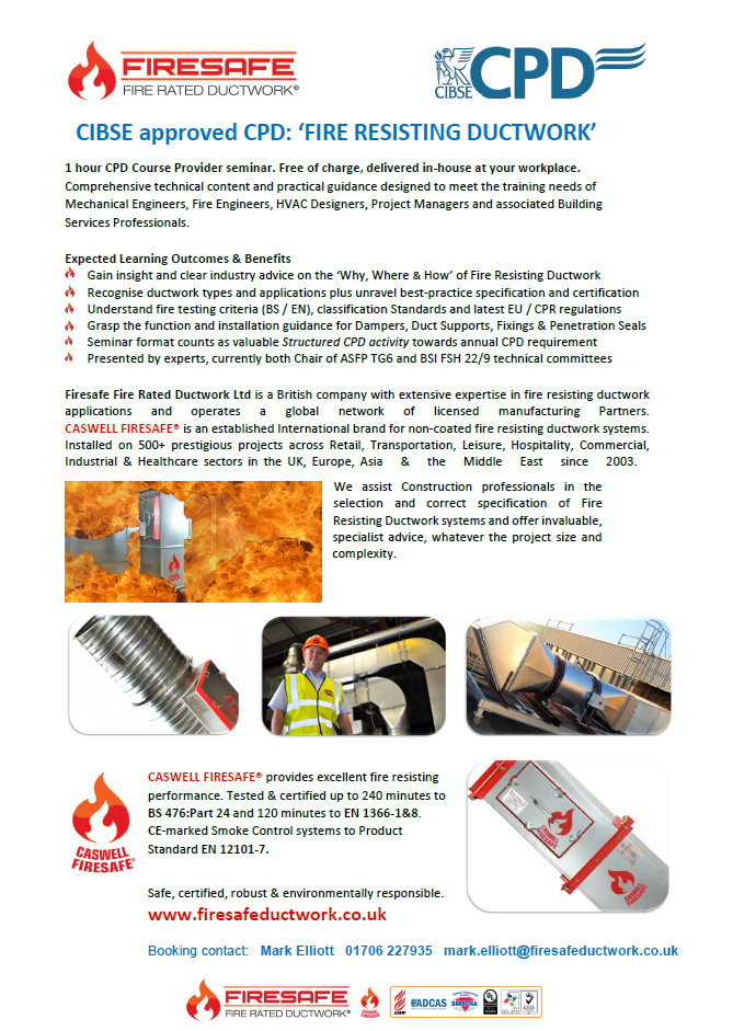 FIRESAFE are approved CIBSE CPD Course providers - Firesafe FIRESAFE are approved CIBSE CPD Course providers - Firesafe