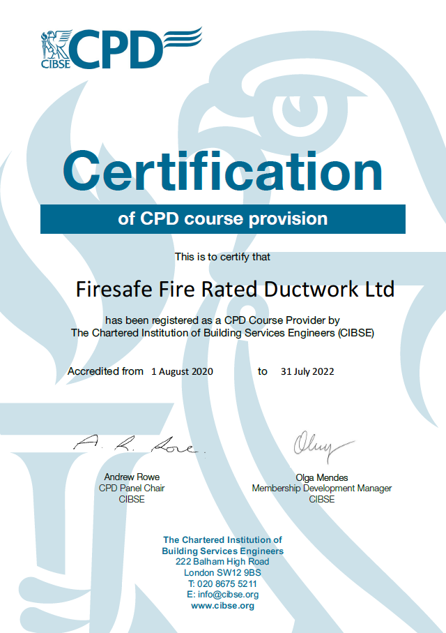 FIRESAFE SUCCESSFULLY RENEWS CIBSE CPD ACCREDITATION - Firesafe FIRESAFE SUCCESSFULLY RENEWS CIBSE CPD ACCREDITATION - Firesafe