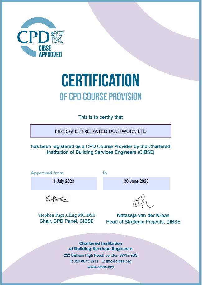 PARTNER FIRESAFE EXTENDS CIBSE CPD PROVIDER STATUS PARTNER FIRESAFE EXTENDS CIBSE CPD PROVIDER STATUS